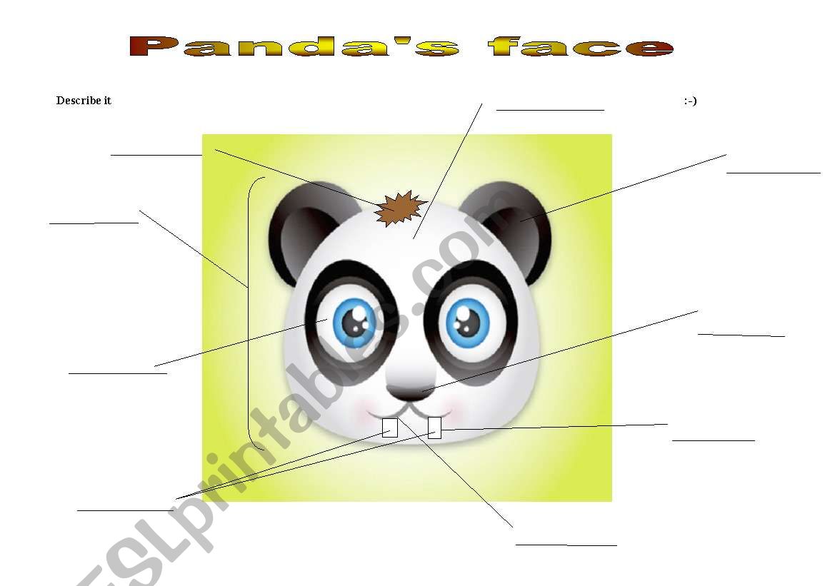 Panda´s face - ESL worksheet by kurdeala