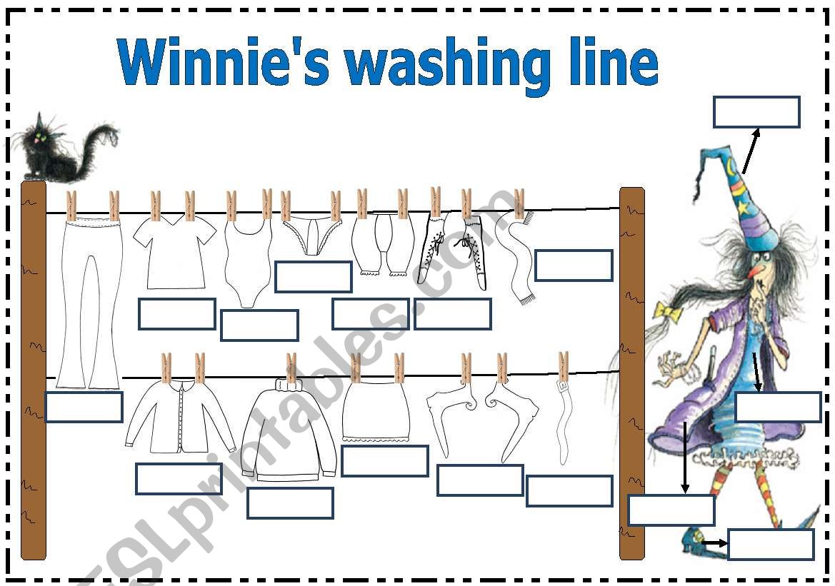 Winnie´s washing line - ESL worksheet by Lconc