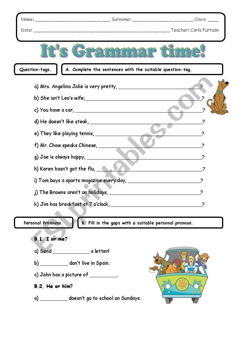 It´s grammar time - ESL worksheet by achadinha