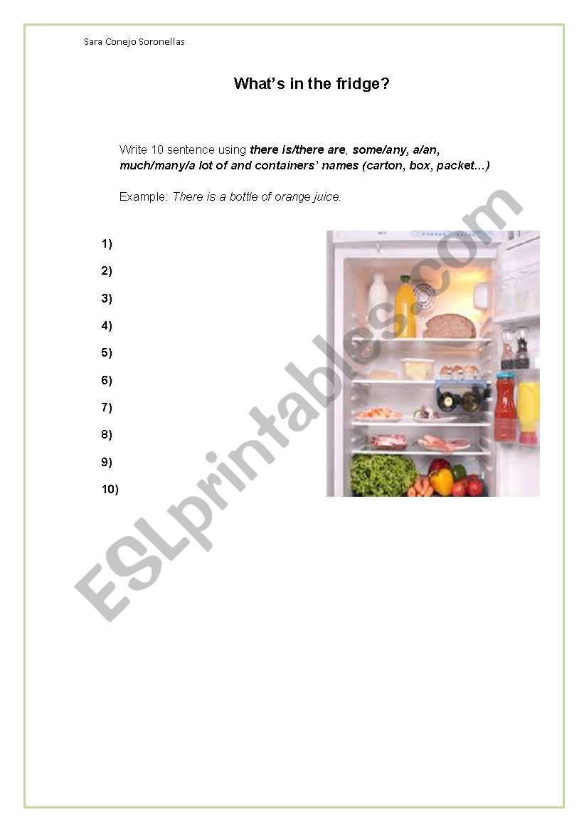 English worksheets: What´s in the fridge?