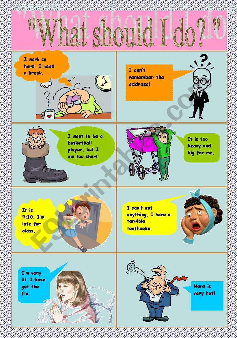 suggestion cards (should- shouldn´t- why don´t you?) - ESL worksheet by ...