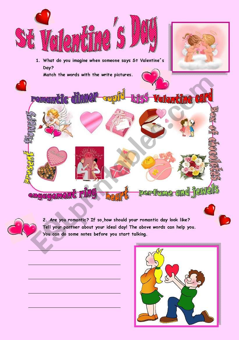 St Valentine´s Day * * * - 2 pages - ESL worksheet by Pet24