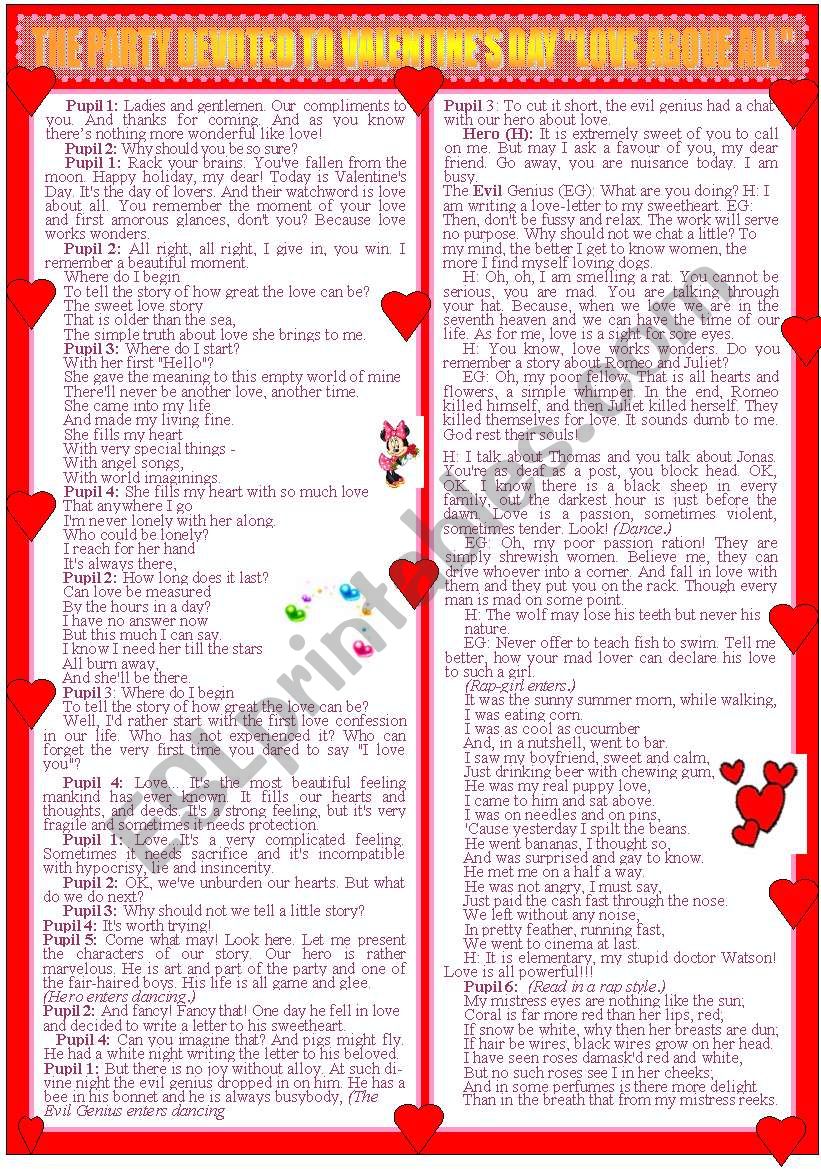 The party devoted to Valentine´s Day Part I - ESL worksheet by Irishenka