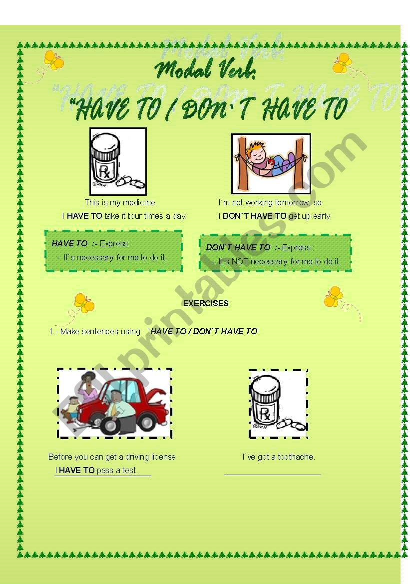 English worksheets: Have to / Don´t have to