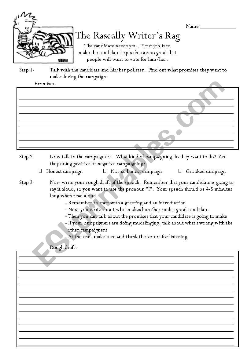 The rascally writer´s rag - ESL worksheet by jessafish