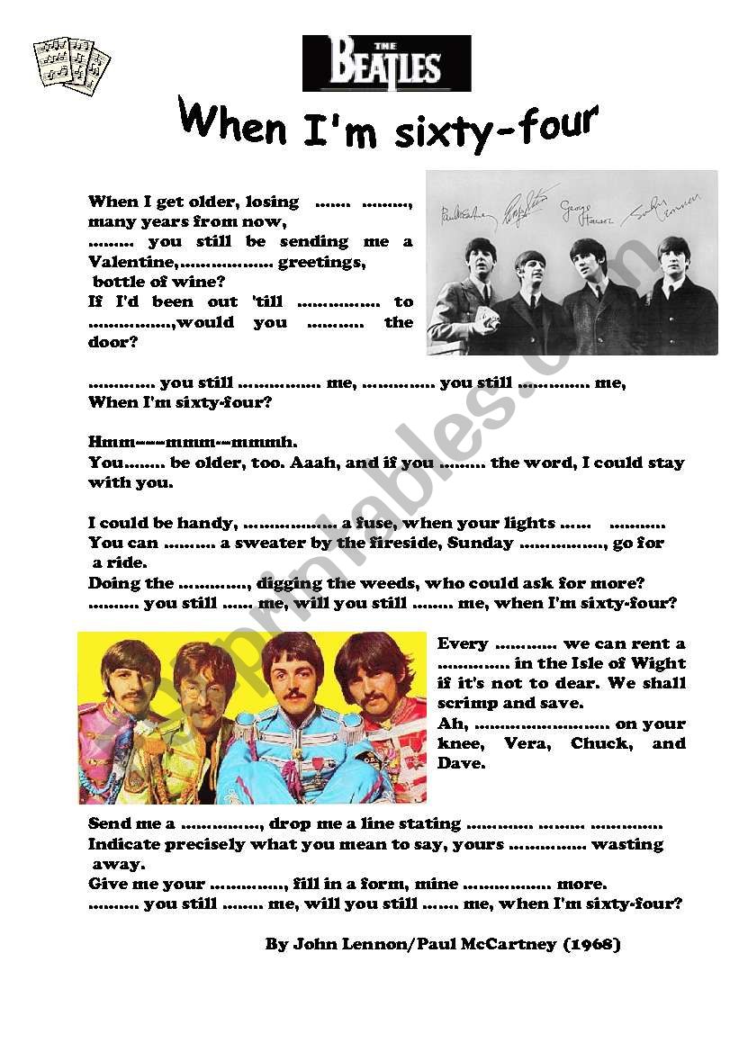When I´m 64 - ESL worksheet by John Bulldoe