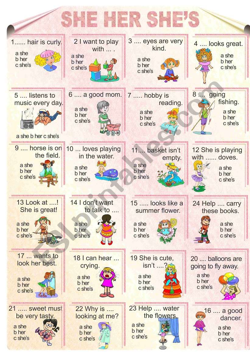 She She´s Her - ESL worksheet by ...Alena...