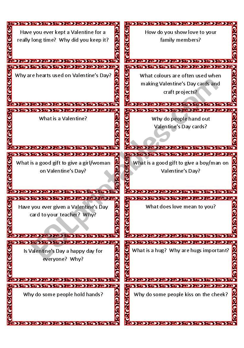 ValentineÂ´s Day Conversation Cards (Includes 42 Question Cards, 28 ...