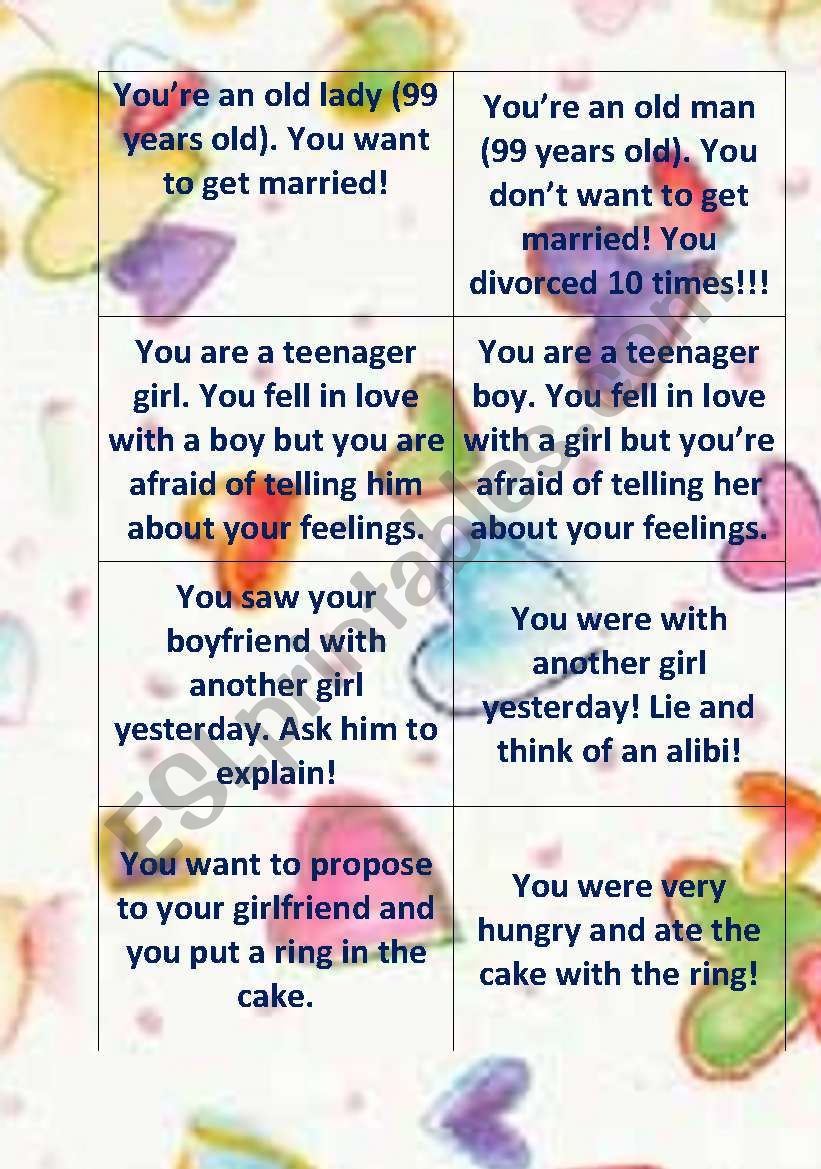 St Valentine´s role play - ESL worksheet by kvitasia