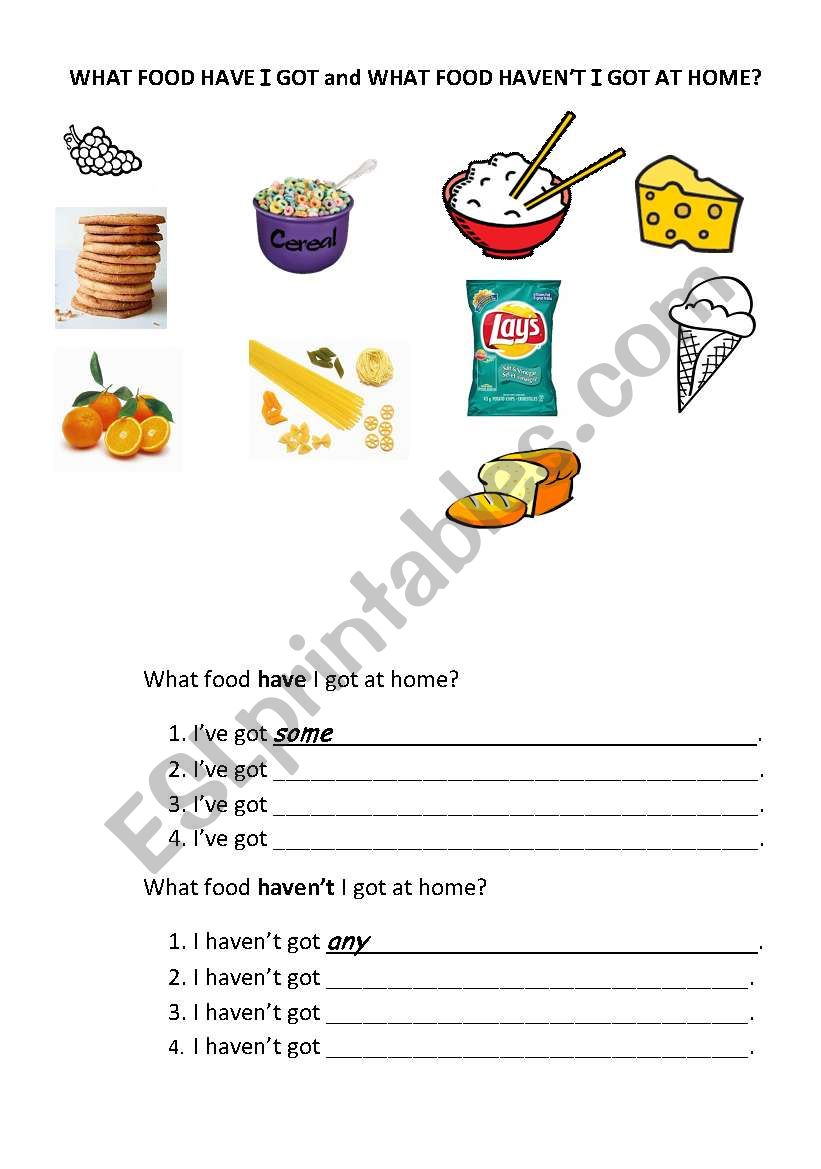 FOOD_I HAVE GOT SOME...I HAVEN´T GOT ANY... - ESL worksheet by KatyaRus