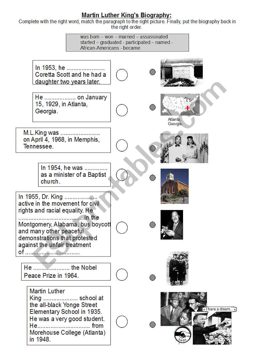 Martin Luther King Jr Worksheets For Elementary Students
