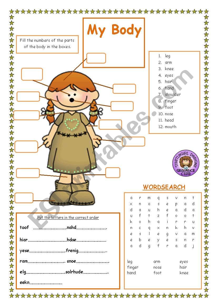 Parts Of The Body ESL Worksheet By Jackie1952