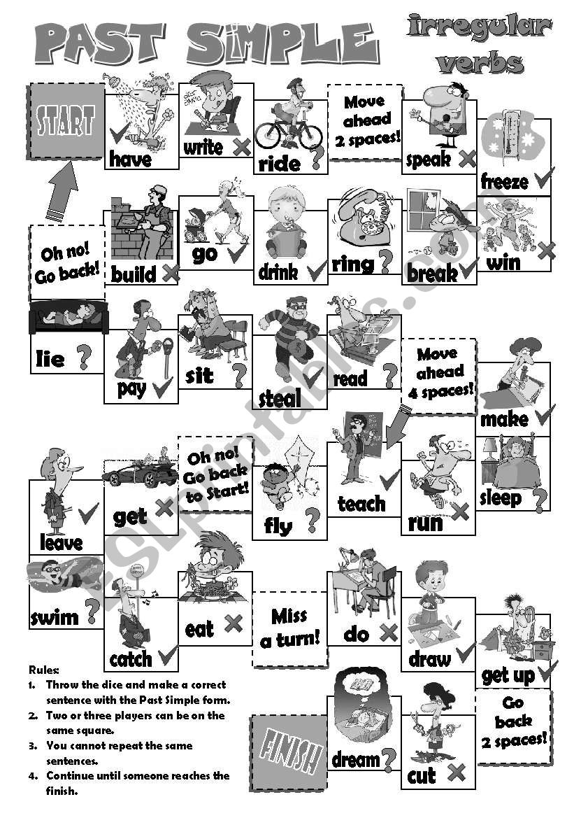 Irregular Verbspast Simple Board Game Esl Worksheet By Kohglyn