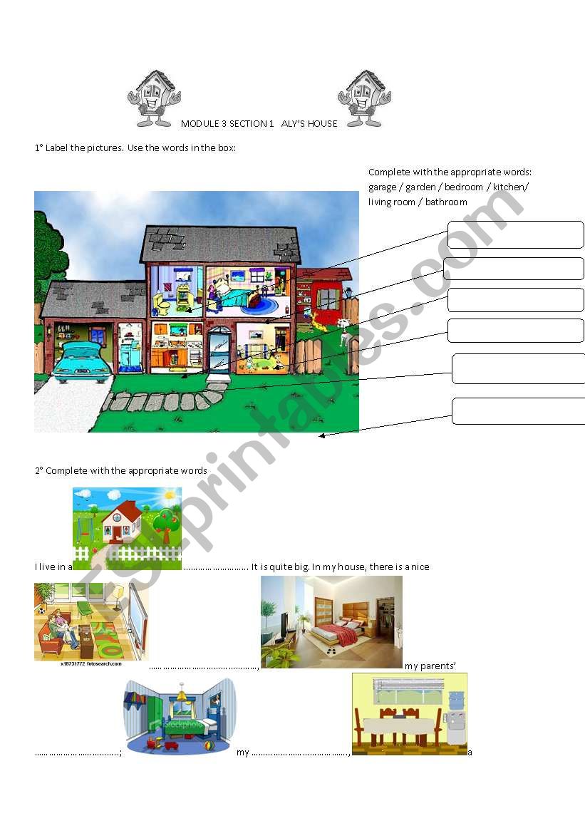 Aly´s house / rooms of the house / bedroom description - ESL worksheet ...