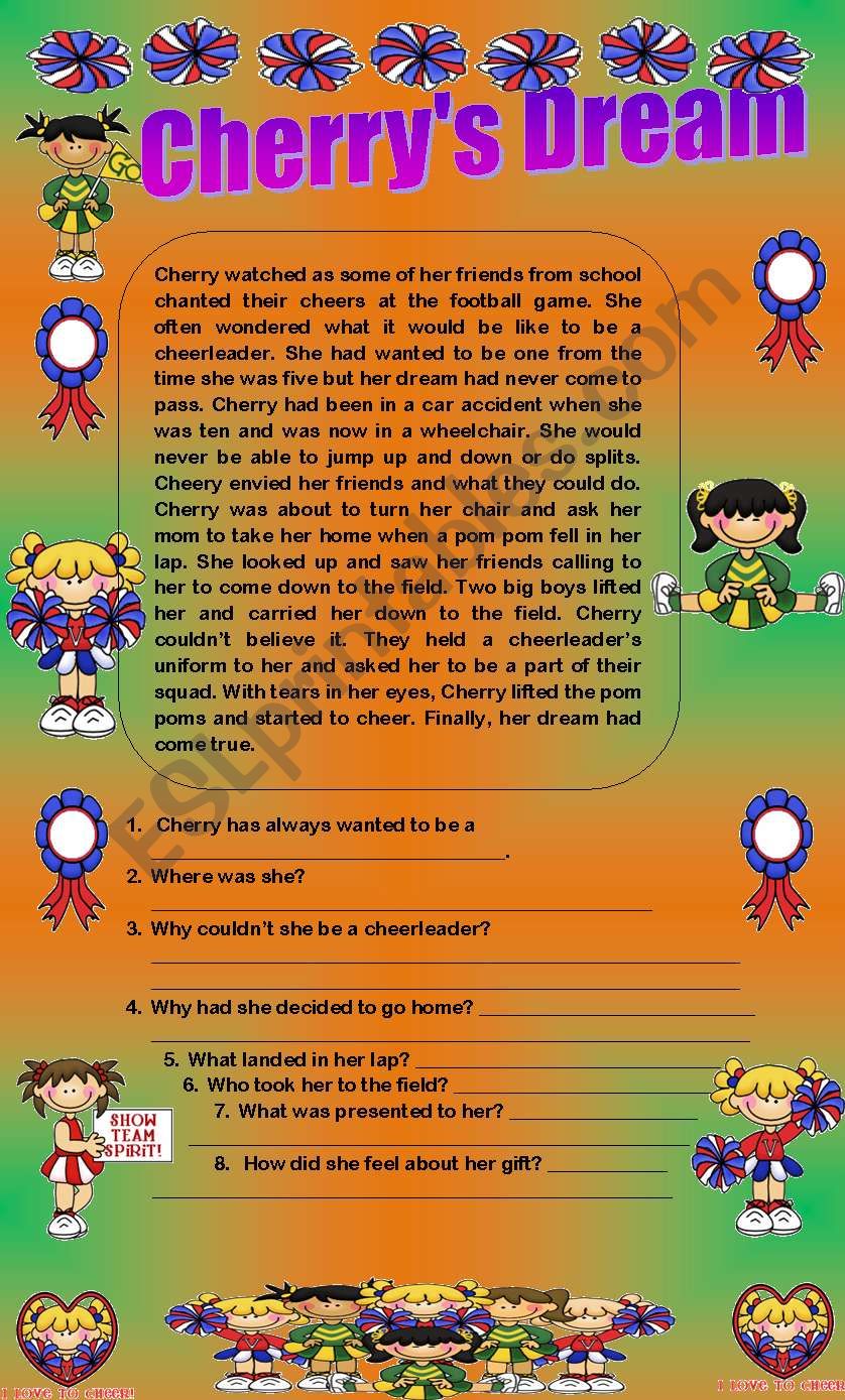 Comprehension - Cherry´s Dream - ESL worksheet by Lyrill