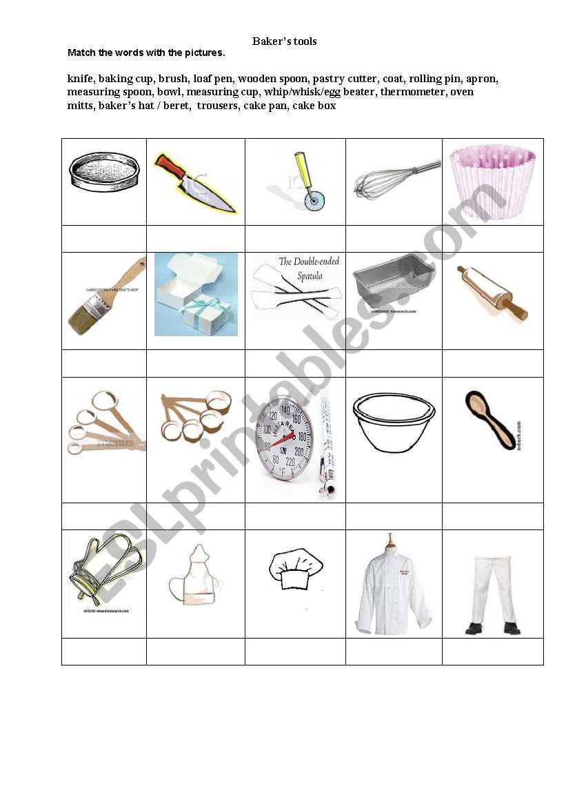 Baker´s tools - ESL worksheet by andreanagy