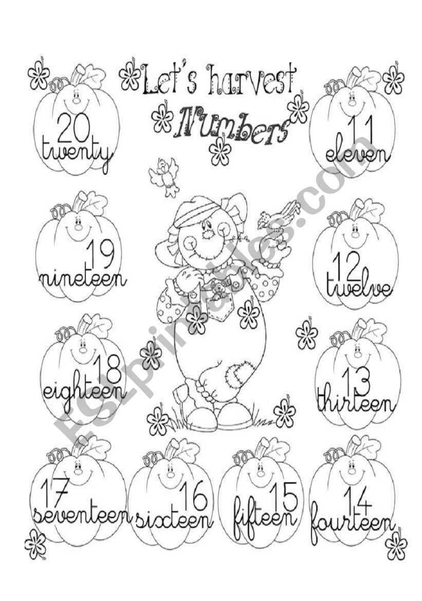 let`s harvest numbers - ESL worksheet by jessicacocop