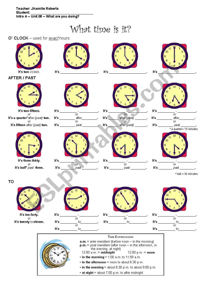 What Time Is It ESL Worksheet By Jhamille