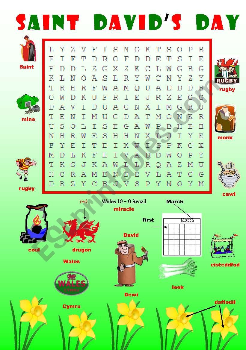 Saint DavidÂ´s Day - ESL worksheet by wally104