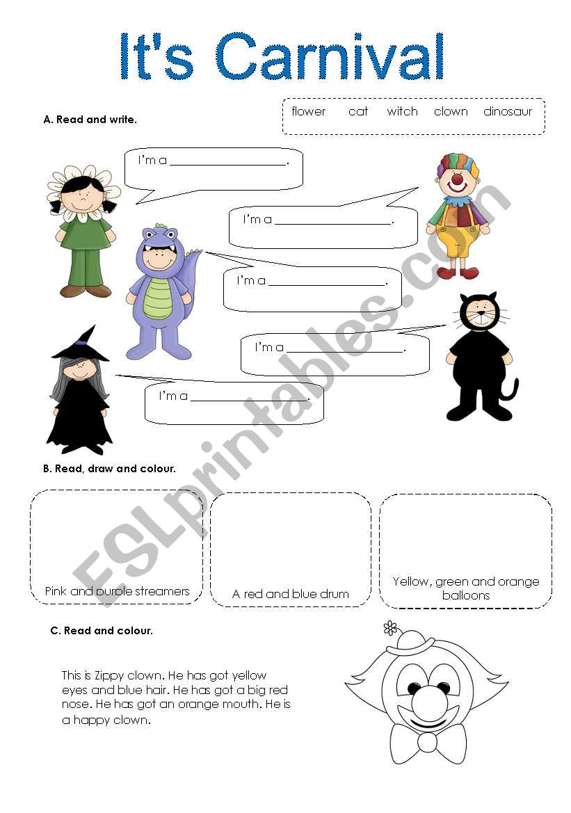 It´s Carnival - ESL worksheet by paulavnoia