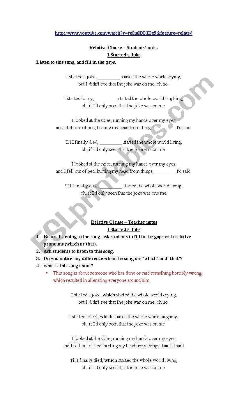 I started a joke - Bee Gees: the difference between ´that´ and ´which ...