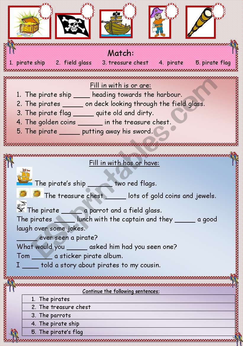 a pirate´s worksheet - ESL worksheet by carme sammut