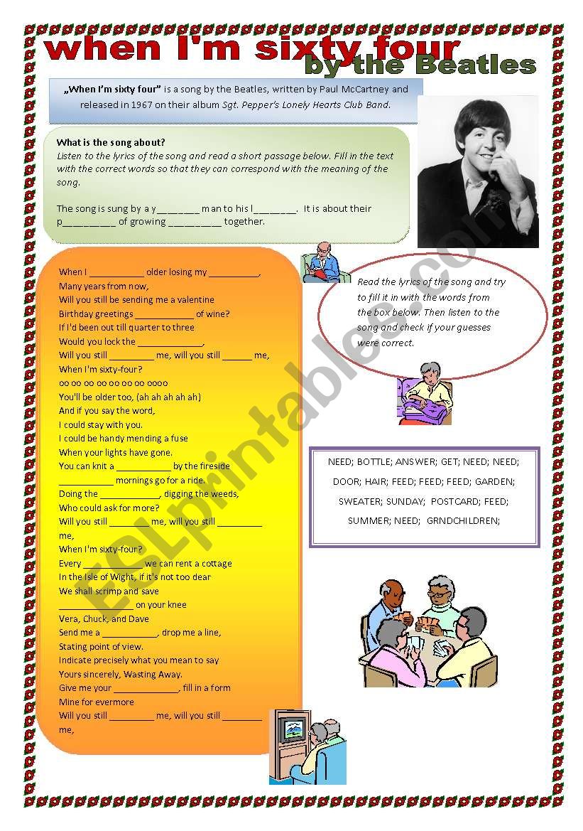 WHEN I´M SIXTY FOUR by the Beatles (song, listening comprehension ...