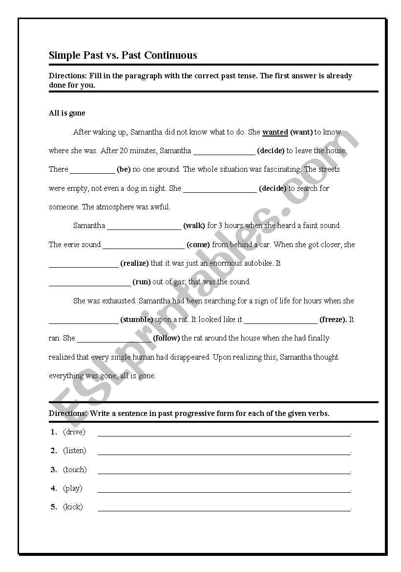 simple past and past continuous - ESL worksheet by amk308