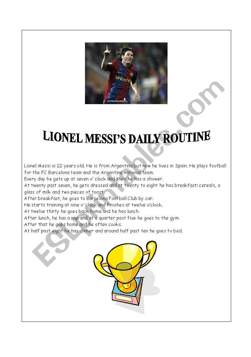 A famous person´s daily routine - ESL worksheet by loryrol