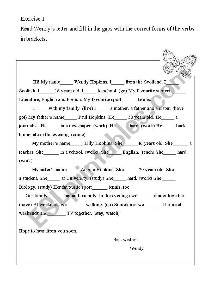 About Wendy - filling in the gaps - ESL worksheet by eb90