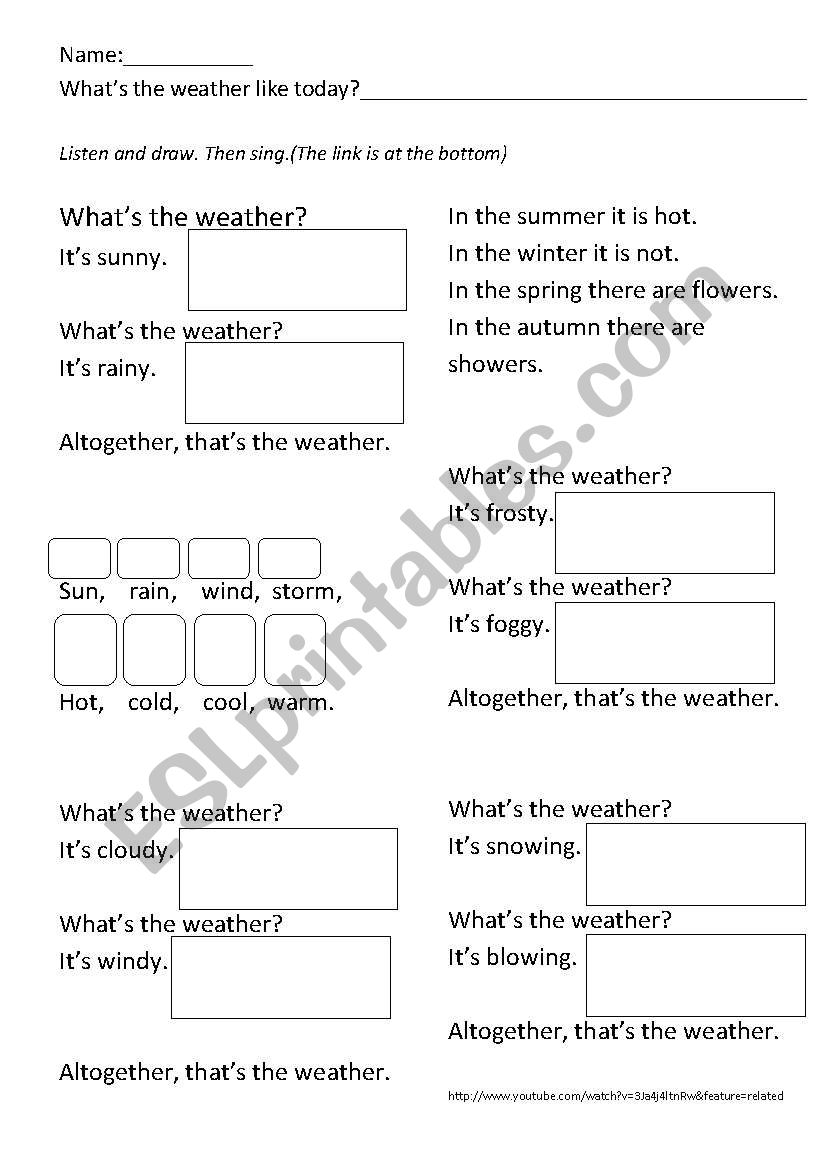What´s the weather like song? - Listen and draw - ESL worksheet by ...