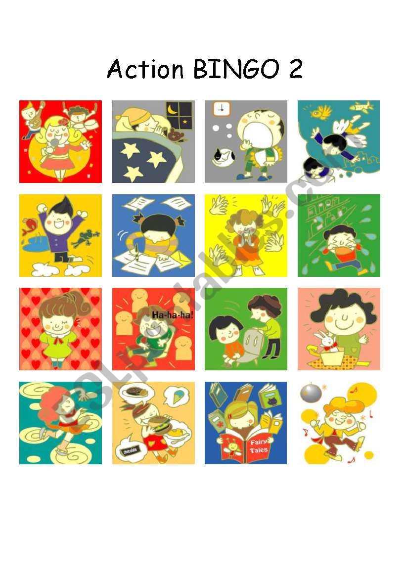 Action Verbs Bingo Game Classroom Present Tense Verb Activity ...