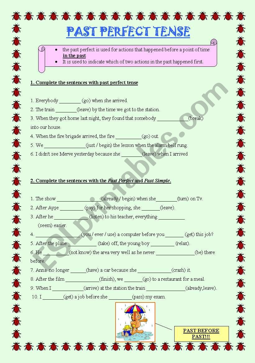 PAST PERFECT TENSE ESL Worksheet By Esda12345