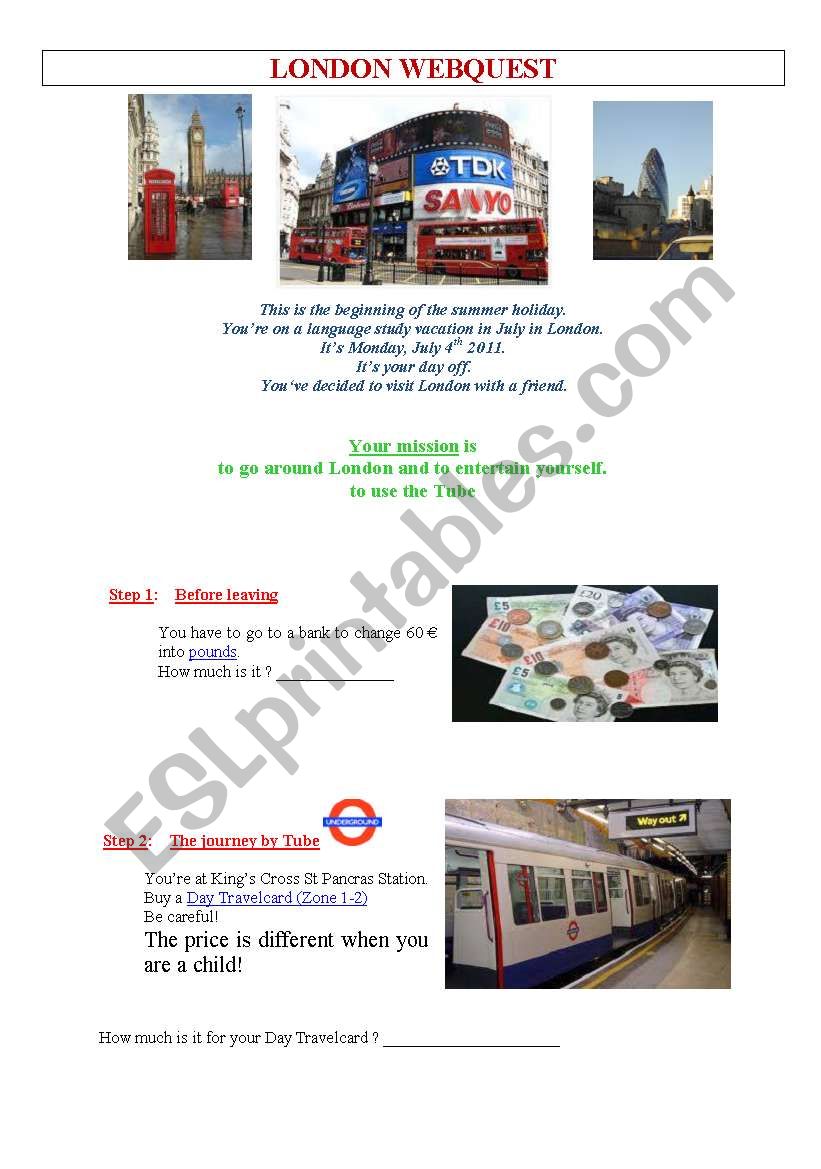 Let´s Visit London -Webquest- (4/4) - ESL worksheet by steelcity