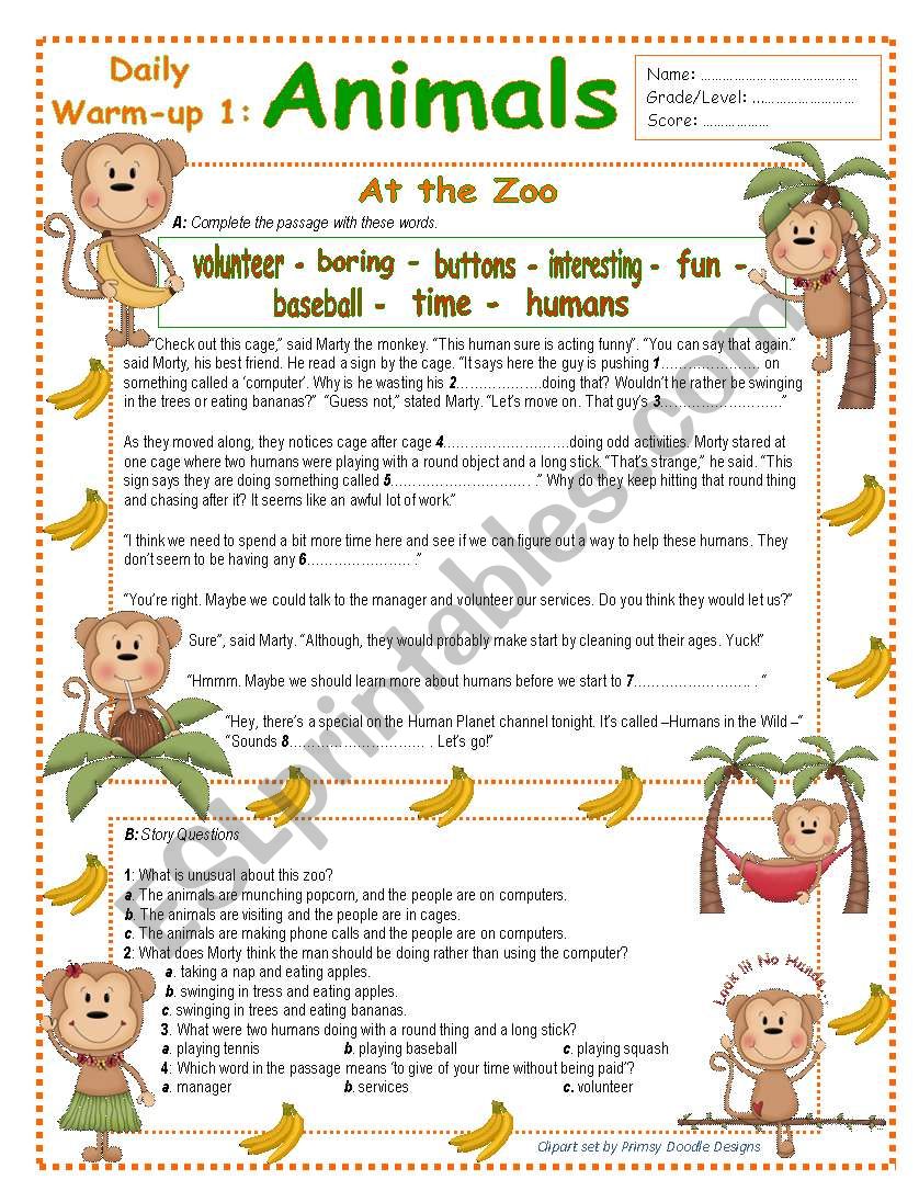 Daily Warm – Ups 1 (1/10) Key included - ESL worksheet by Silvy_E