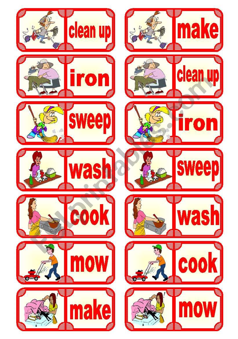 Dominoes: Housework • present simple • adverbs of frequency ...