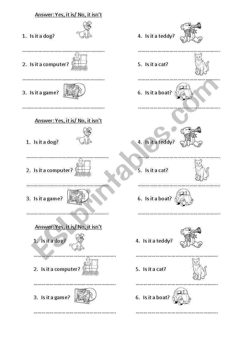Is it a...?Yes, it is/No, it isn´t - ESL worksheet by virginiamaria