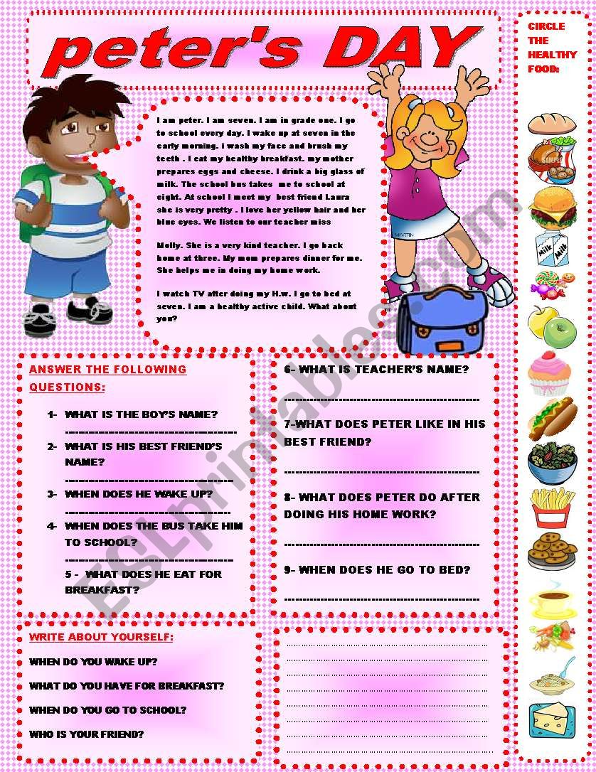 PETER´S DAY - ESL worksheet by nora85