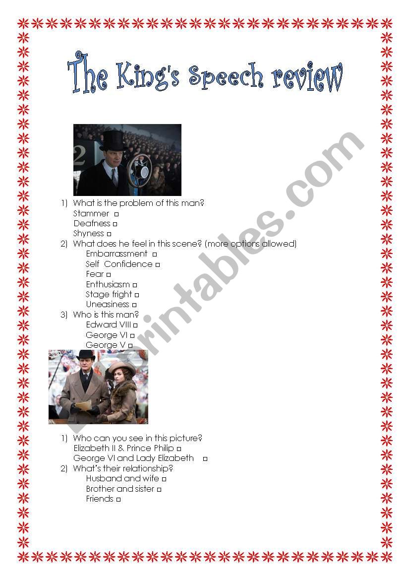 The King´s Speech Review - ESL worksheet by emiliaspo