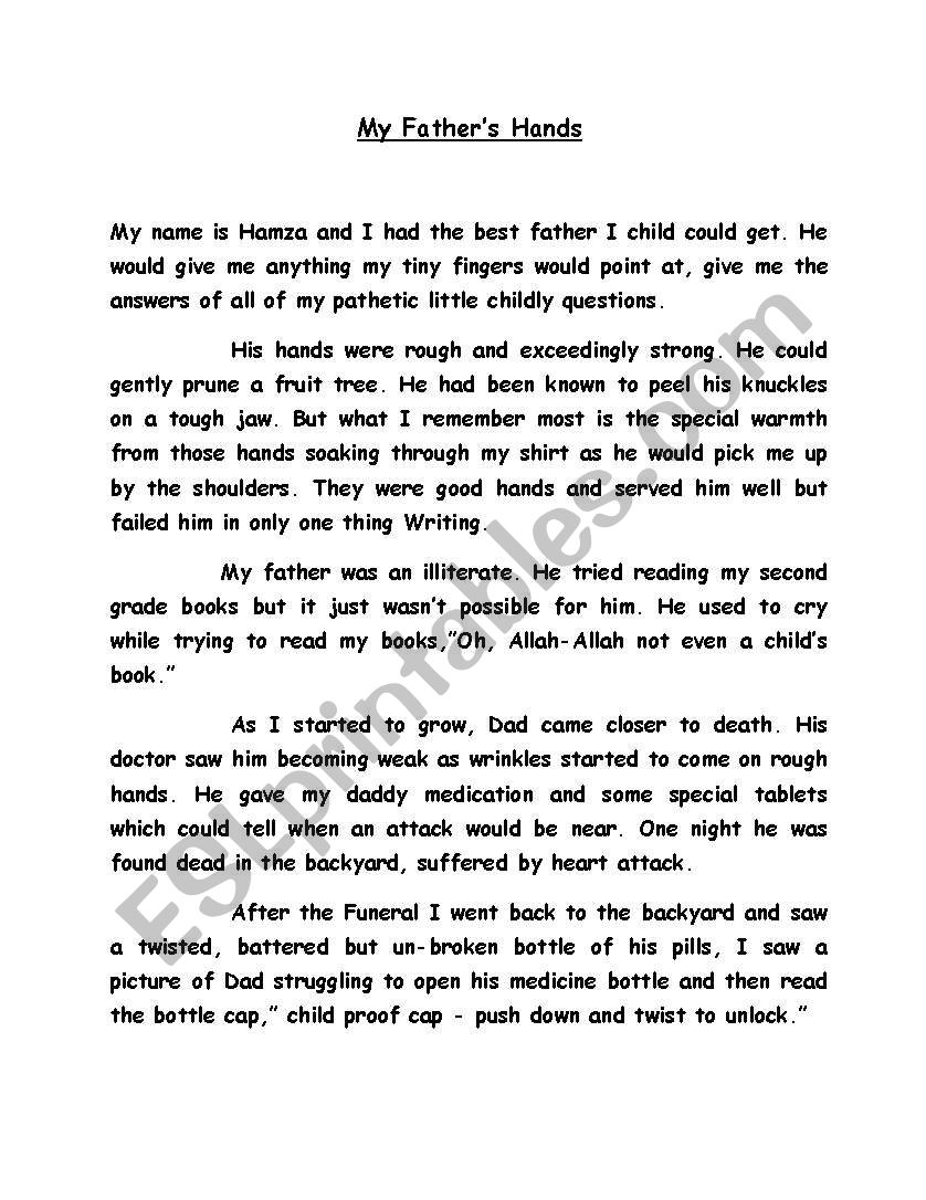 My Father´s Hands - ESL worksheet by shaheernawaz66