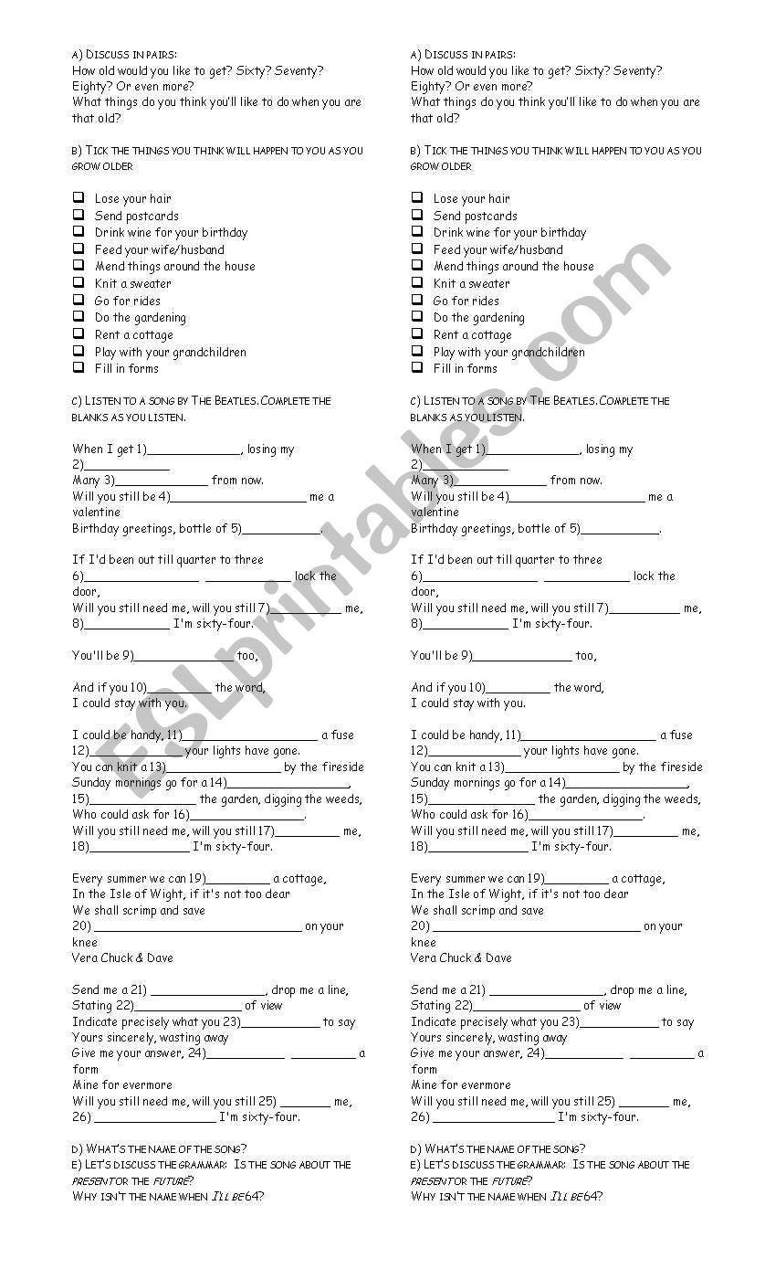 Song When I´m 64 by The Beatles. It Includes both a warm-up and a ...