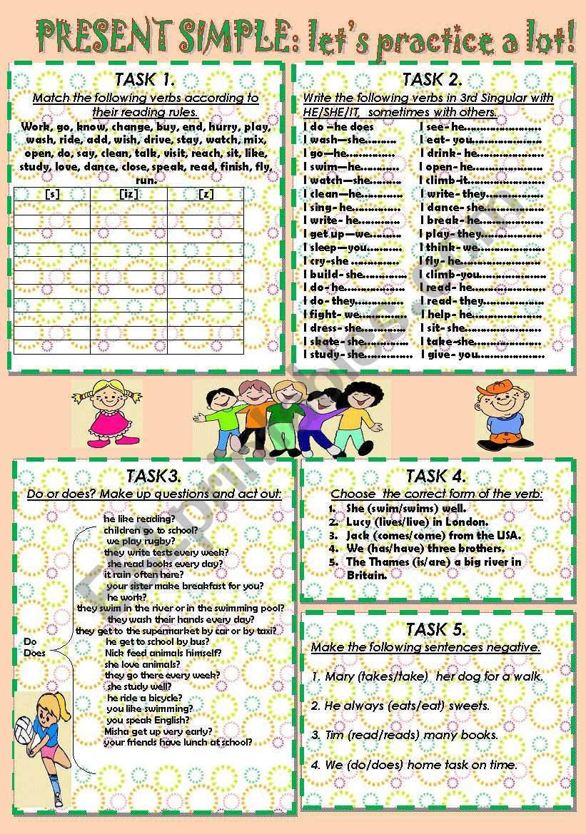 PRESENT SIMPLE:LET´S PRACTICE A LOT! - ESL worksheet by nurikzhan
