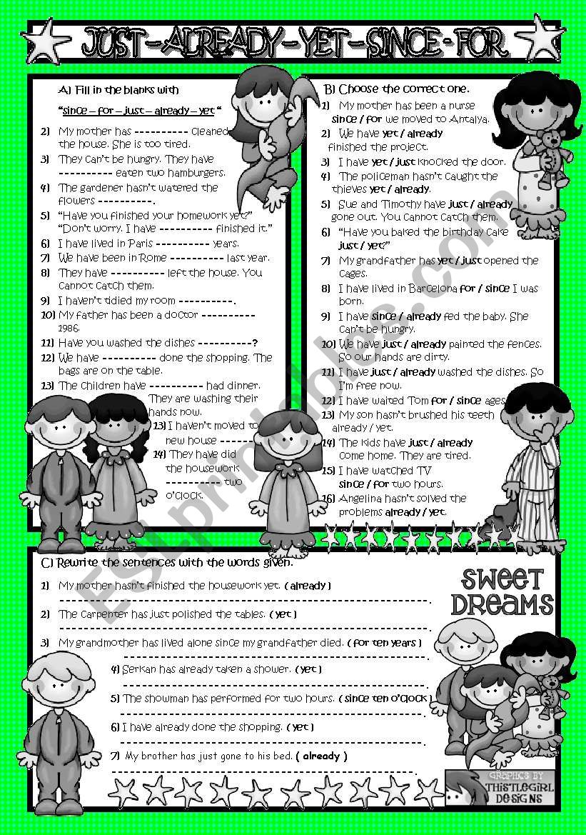 Just Already Yet Esl Grammar Exercises Worksheet