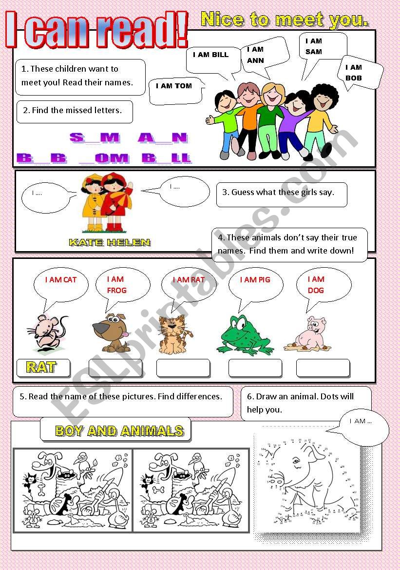 First reading. Let´s read "I am..." - ESL worksheet by englishspb