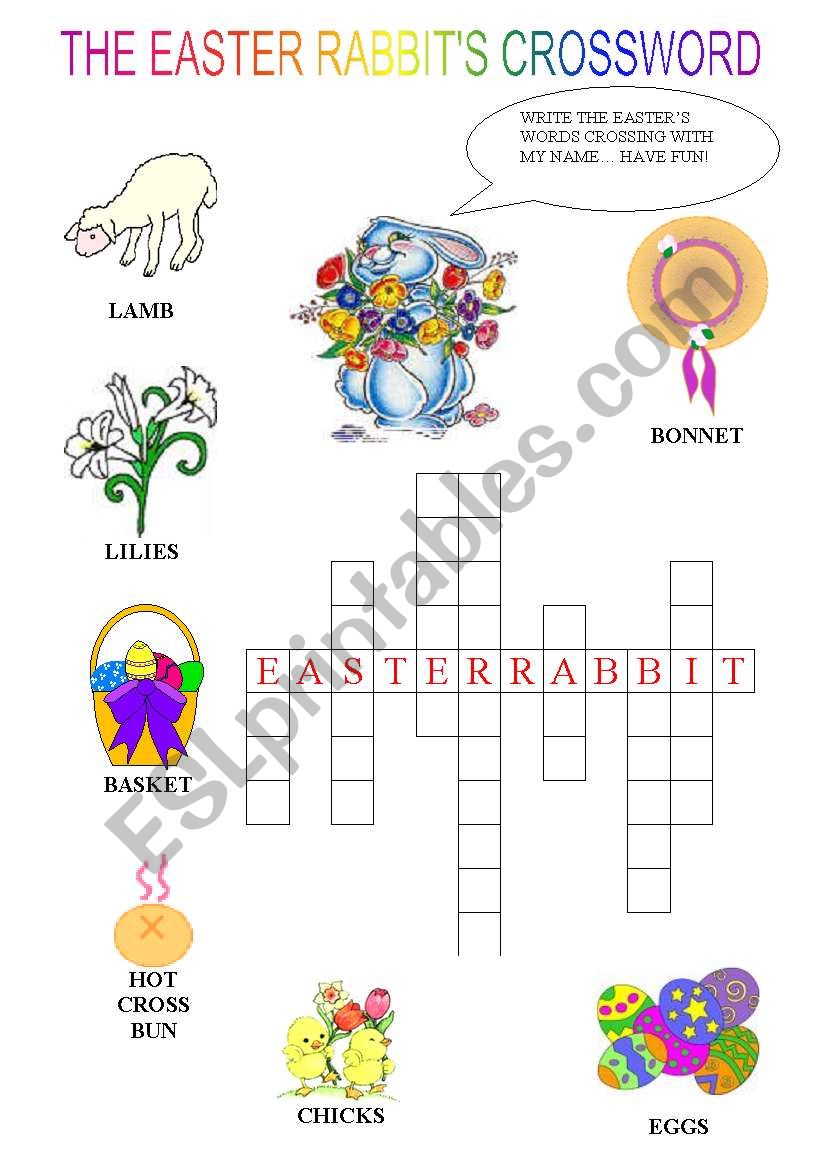 The Easter rabbit´s crossword - ESL worksheet by cinni