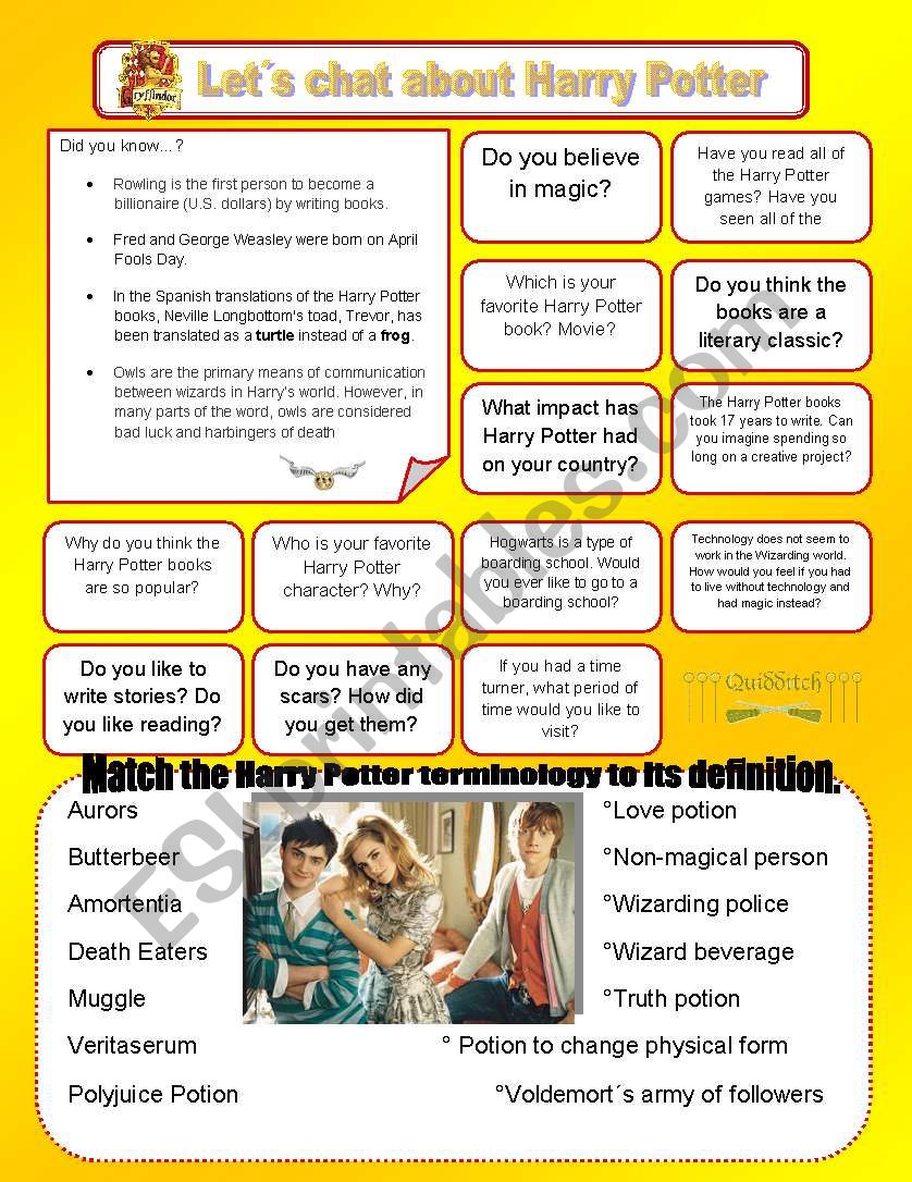 Let´s chat about Harry Potter - ESL worksheet by swanhime