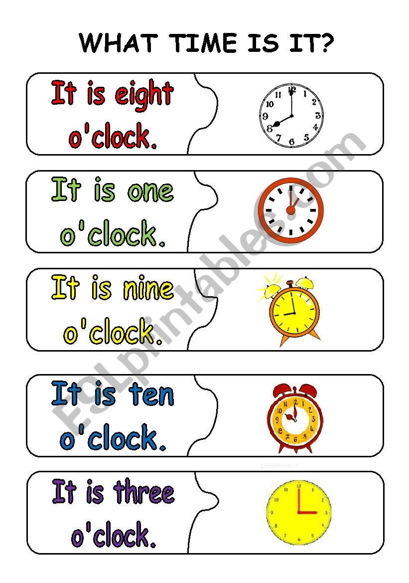 o´clock puzzle pieces - ESL worksheet by fleur