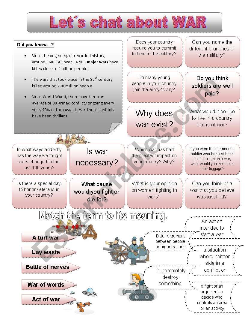 Let´s chat about WAR - ESL worksheet by swanhime