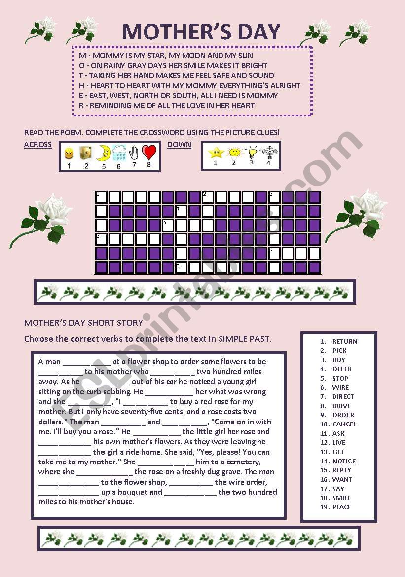 MOTHER´S DAY - ESL worksheet by Mar0919
