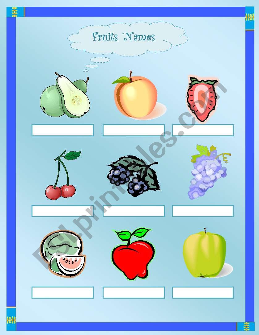 Fruits´ Names - ESL worksheet by Eleanarodriguez